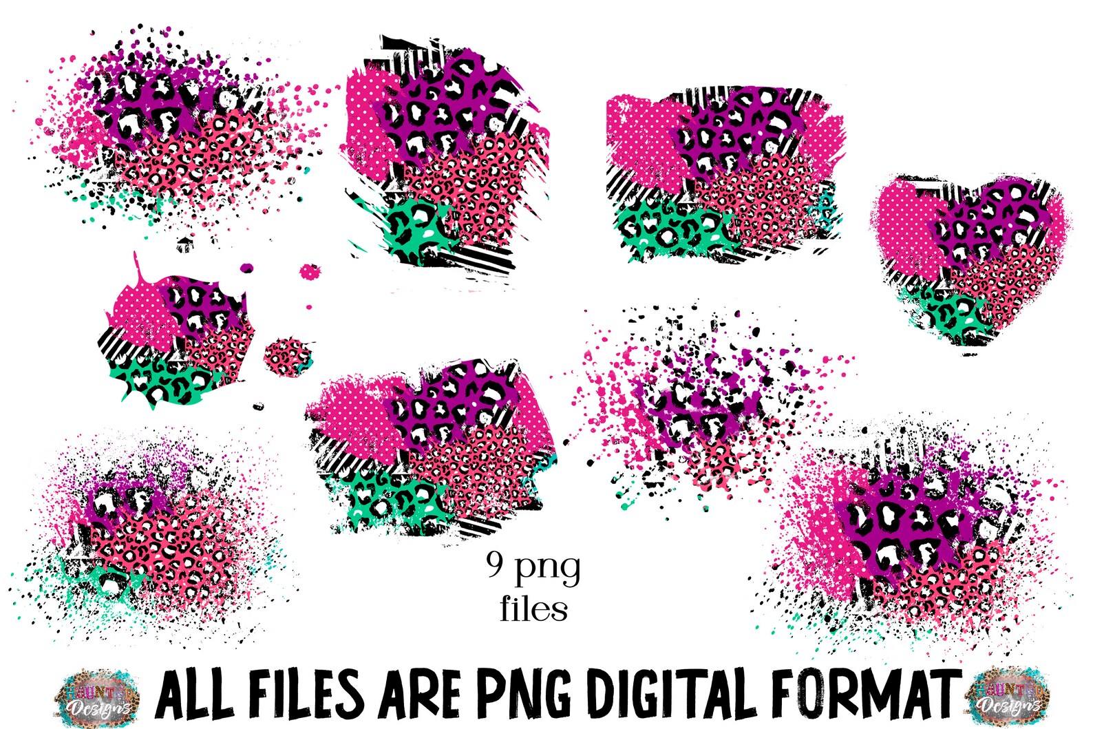 Cheetah Bleach Patch Splat Background Bundle Sublimation Design PNG ...