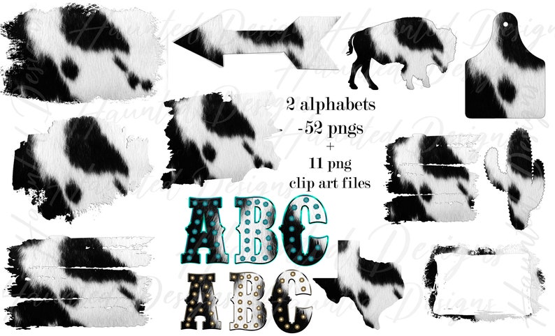 Big Clip Art Design Bundle Cow Print Cow Hyde Bundle PNG, Instant ...