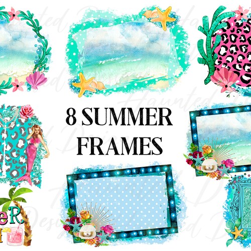 HUGE Beach Summer Clip Art Background Frame Design Bundle 44 - Etsy