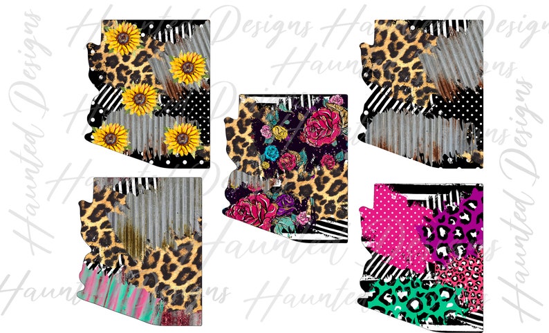 Arizona State Bundle Leopard Corrugated Metal Sunflower | Etsy