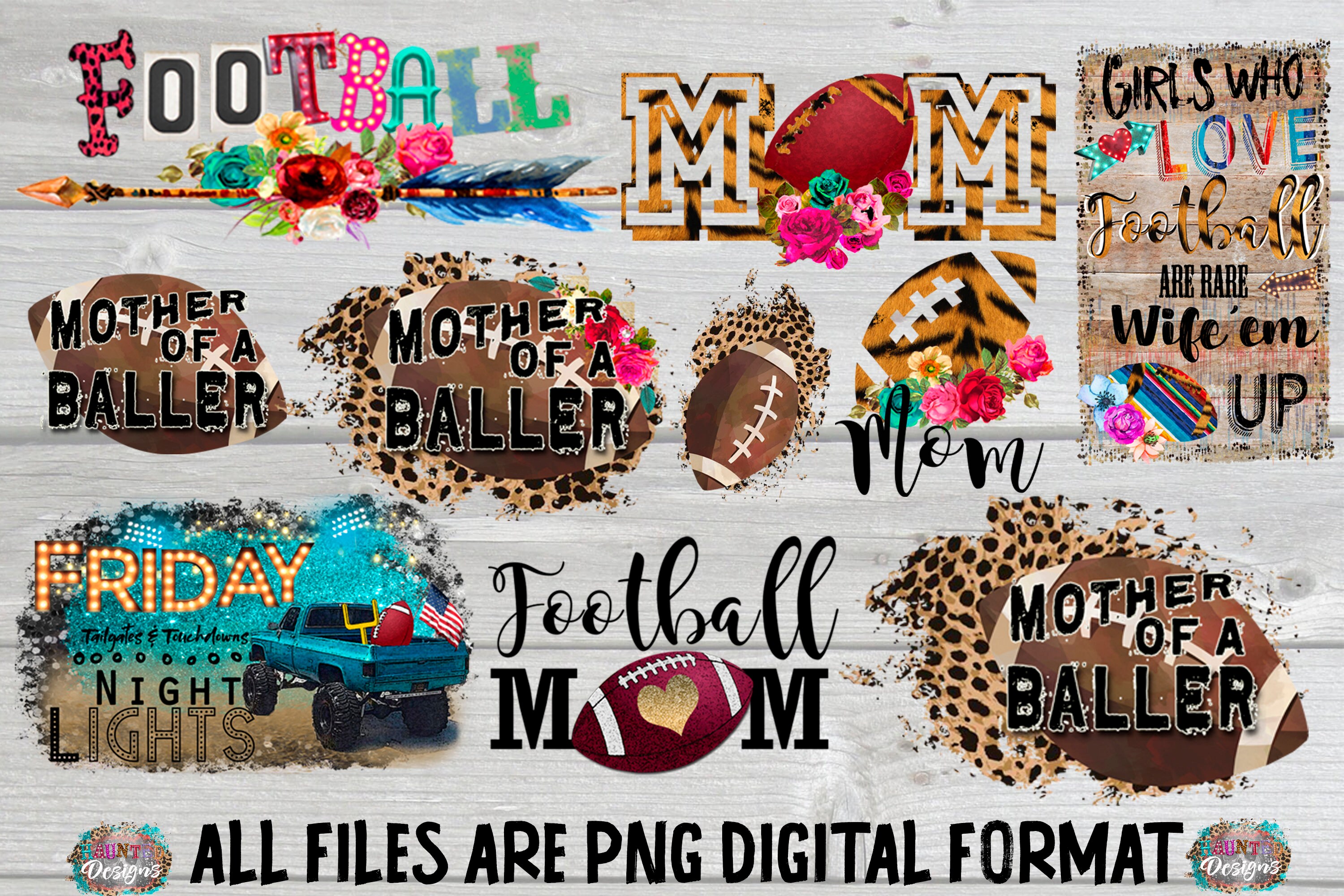 HUGE Football Sublimation Design Bundle Serape Leopard Instant | Etsy