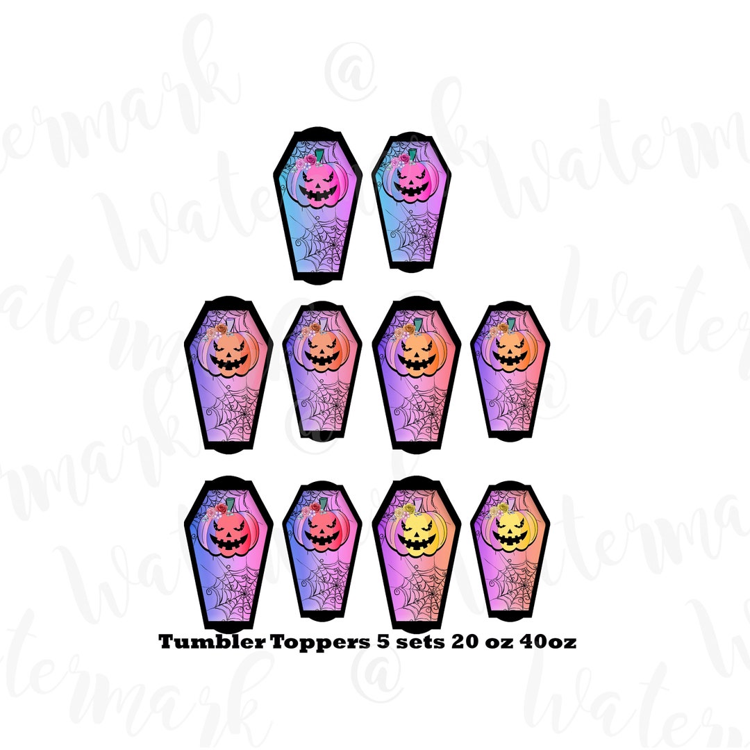 Neon Halloween Pumpkin Coffin Tumbler Topper PNG, Clip Art (digital ...