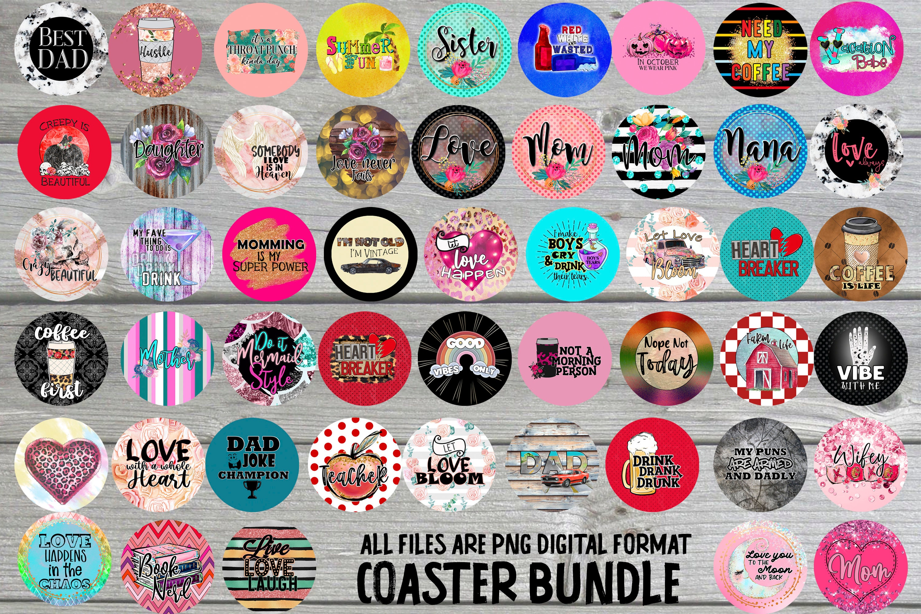 HUGE Car Coaster Bundle Templates Design Bundle Sunflower - Etsy