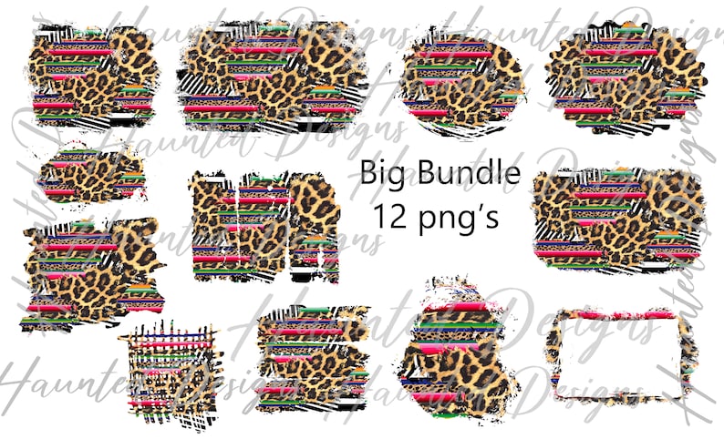 HUGE Clip Art Design Bundle Patchwork Leopard Serape Marquee - Etsy
