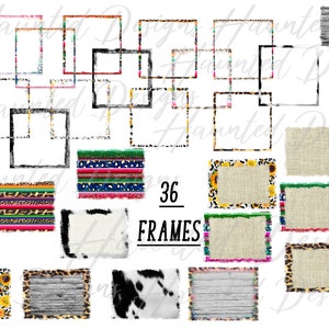 Serape Leopard Design Element Frame Background Bundle PNG | Etsy
