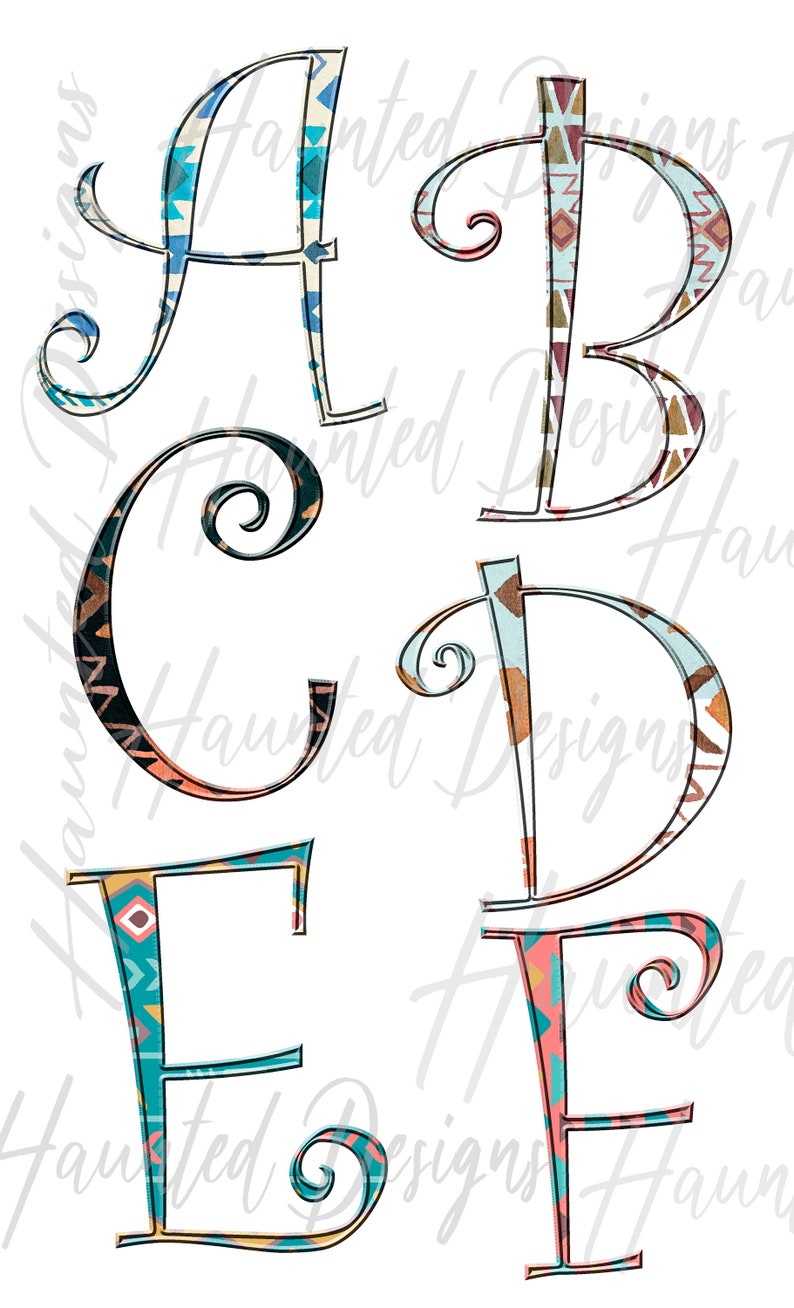 Boho Style Tribal Alphabet Letter A-Z PNG Sublimation Design | Etsy