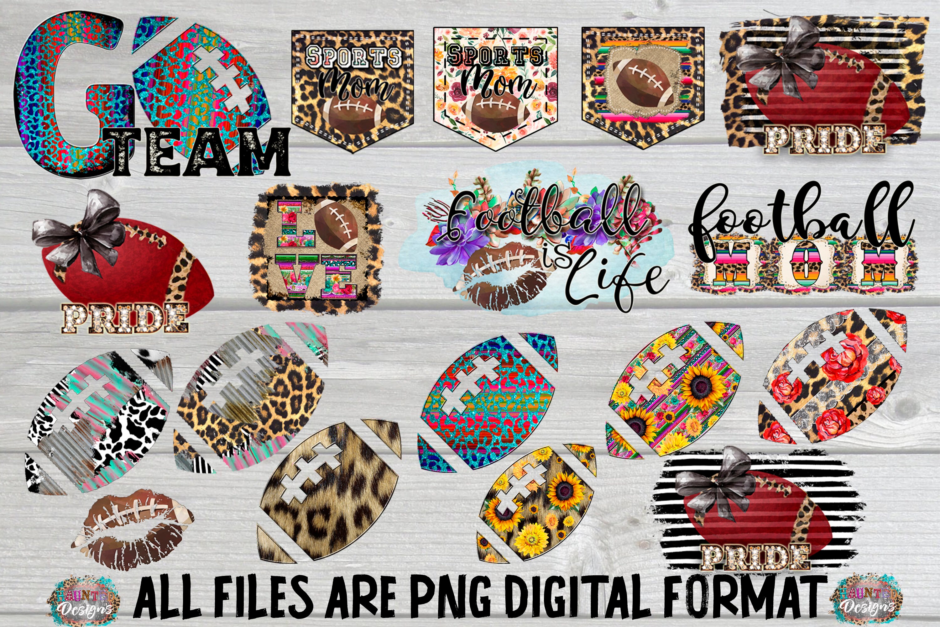 HUGE Football Sublimation Design Bundle Serape Leopard Instant Digital ...
