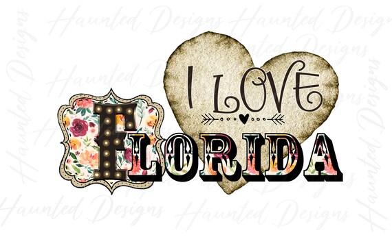 I Love Florida Floral Boho Heart sublimation design PNG | Etsy
