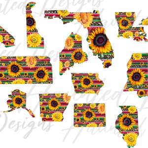United States Sunflower Serape Clip Art Design Bundle PNG, Instant ...