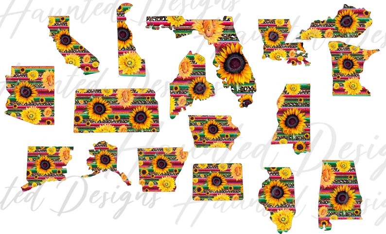 United States Sunflower Serape Clip Art Design Bundle PNG - Etsy