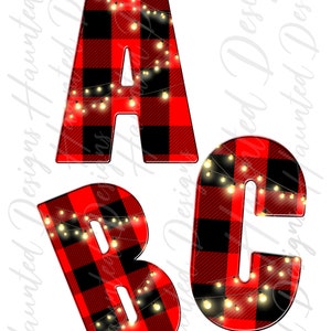 Buffalo Plaid Alphabet With Christmas Lights PNG, Craft, Clip Art ...