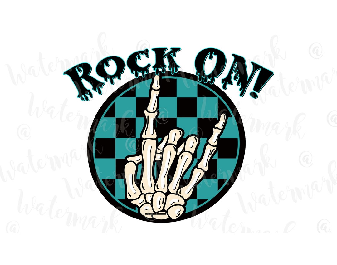 Rock N Roll Skeleton Hand Checker Sublimation Design PNG Clipart Craft ...