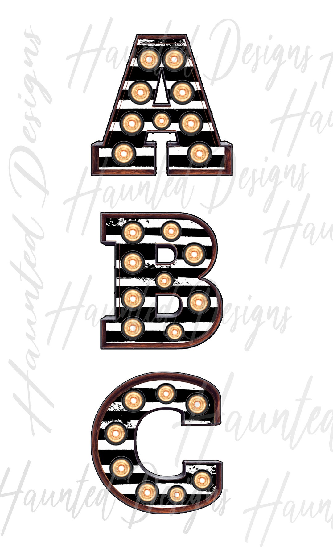 Striped Distressed Alphabet Bundle Bundle PNG, Instant Digital Download ...