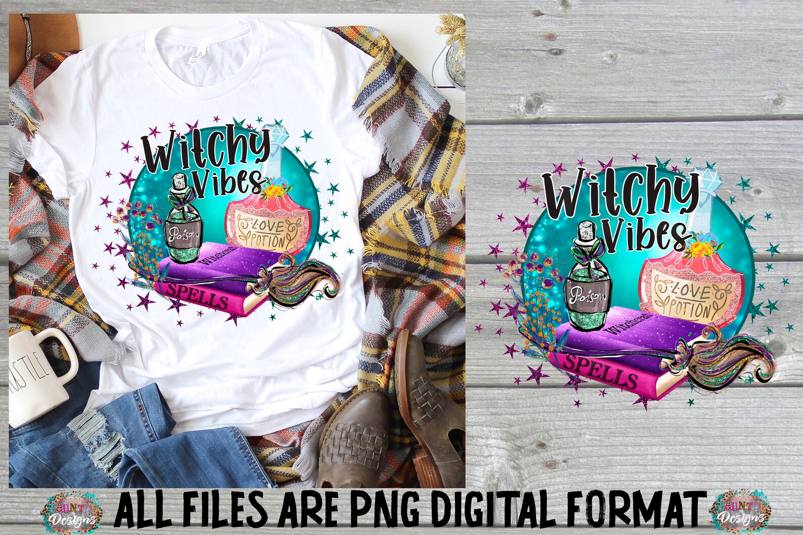 Halloween Magic Witchy Vibes Witchcraft Sublimation Design PNG Clipart ...