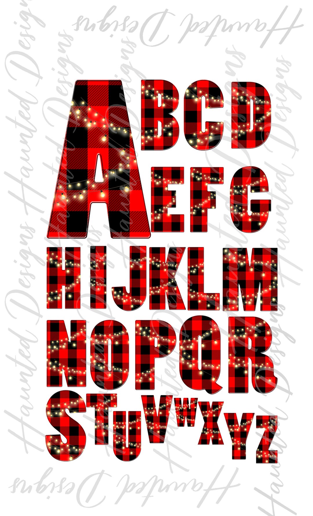 Buffalo Plaid Alphabet With Christmas Lights PNG, Craft, Clip Art ...
