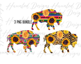 Buffalo Sunflower Leopard Silhouette Watercolor Sublimation | Etsy