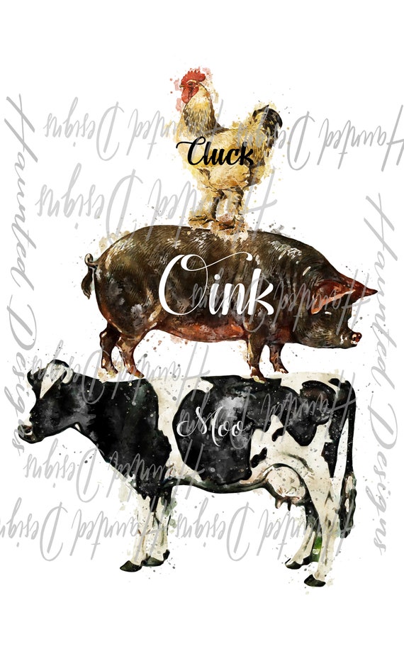 Moo Oink Cluck Farm PNG Craft Clip Art Design Digital - Etsy