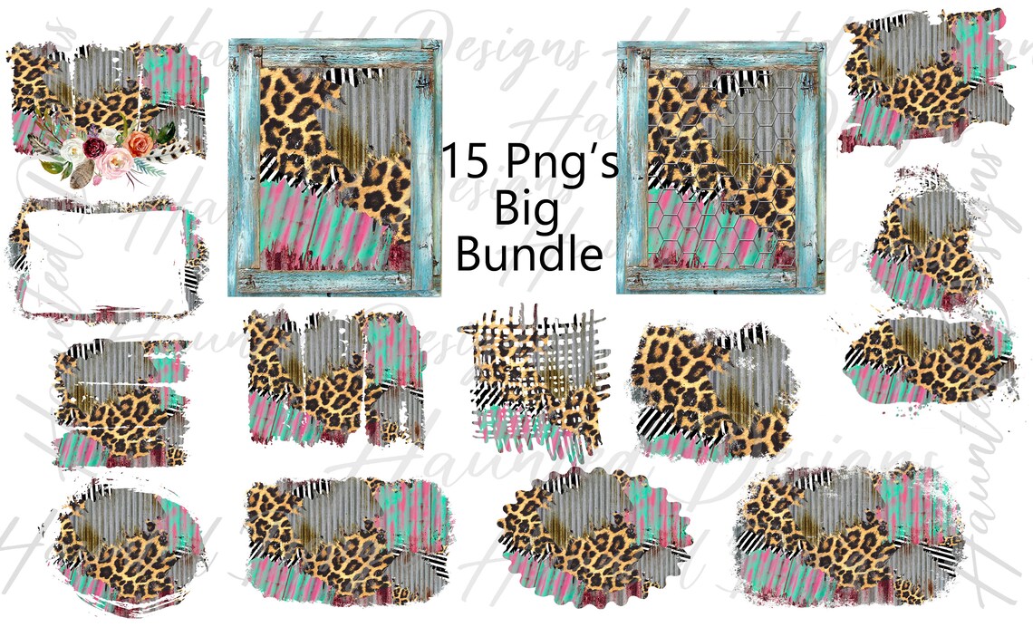 HUGE Clip Art Design Bundle Patchwork Leopard Corrugated Metal | Etsy