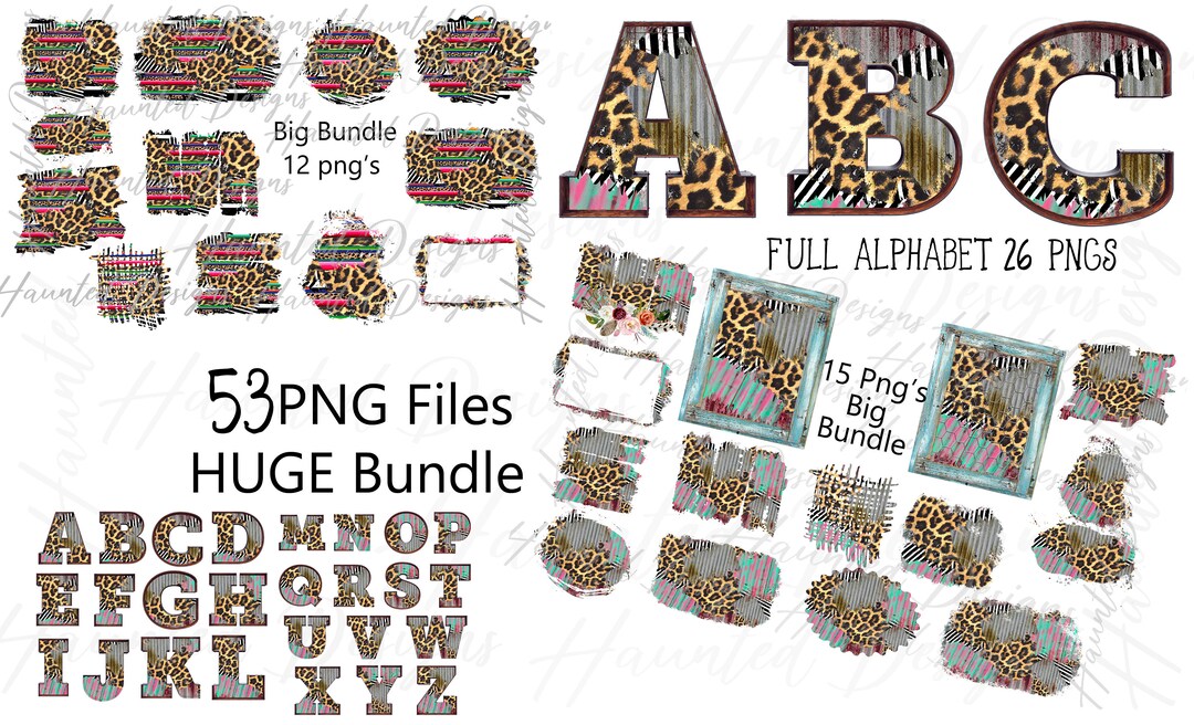HUGE Clip Art Design Bundle Patchwork Leopard Serape Marquee Alphabet ...