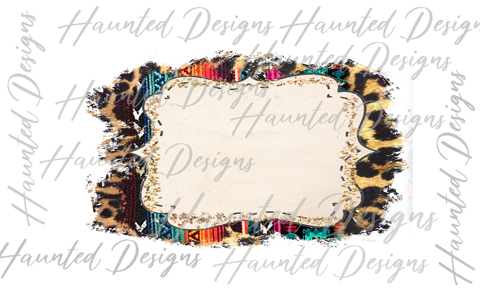 Logo Frame Background Watercolor Serape Cheetah Sublimation | Etsy