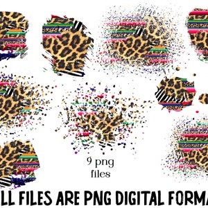 Trashy Cheetah Bleach Patch Splat Background Bundle Sublimation Design ...