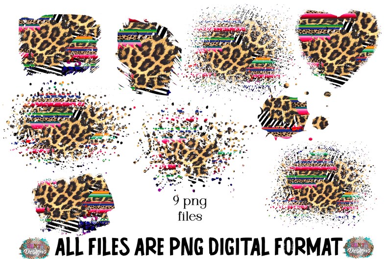 Trashy Cheetah Bleach Patch Splat Background Bundle Sublimation Design ...