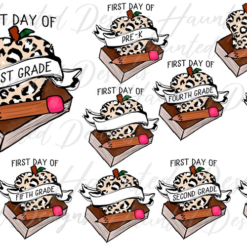 100 Days of School Digital Design PNG Leopard Print & Floral | Etsy