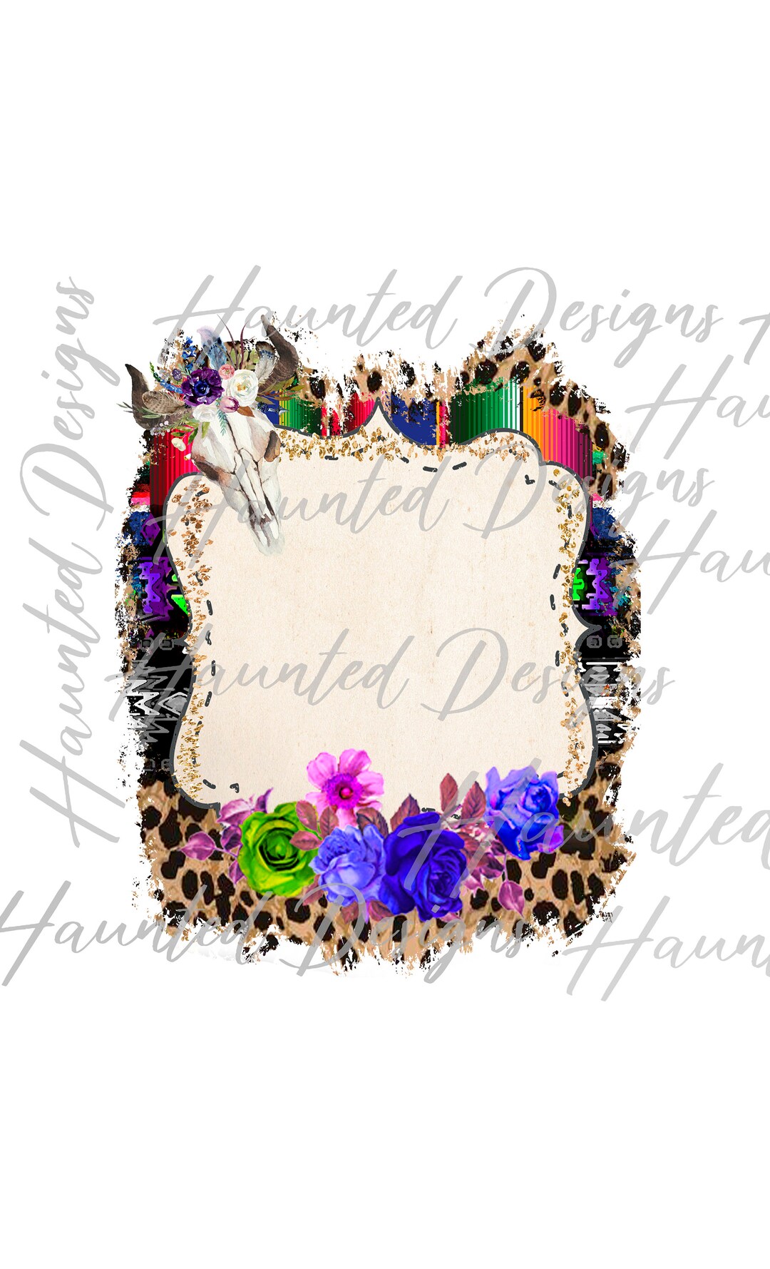 BOHO Deer Skull Flower Team Serape Logo Blank, Instant Digital Download ...
