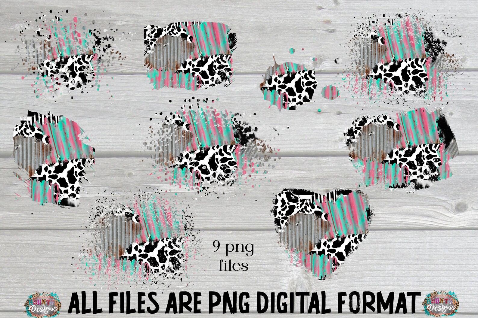 Cow Print Bleach Patch Splat Background Bundle Sublimation | Etsy