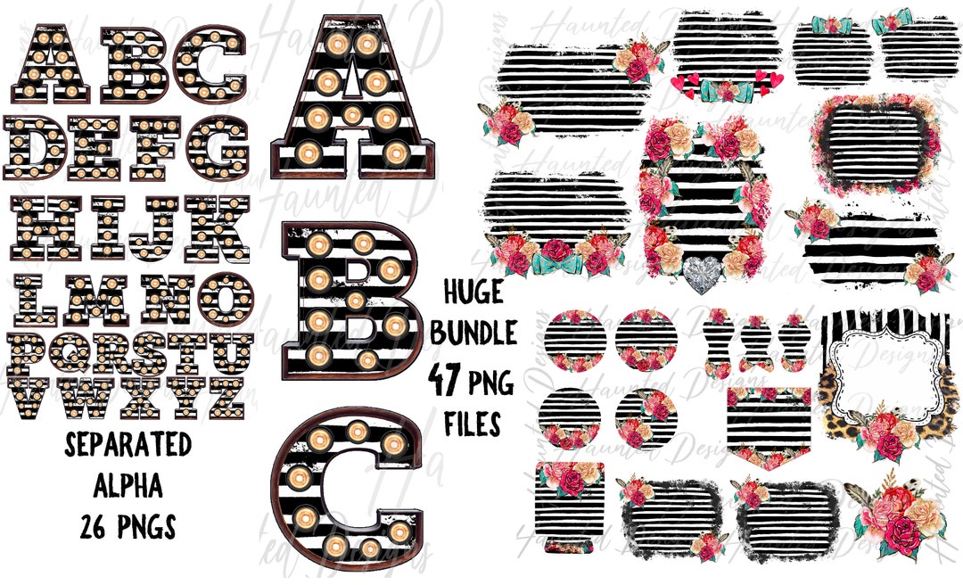 HUGE Clip Art Design Bundle Stripe Distressed Floral Leopard Marquee ...