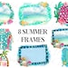 HUGE Beach Summer Clip Art Background Frame Design Bundle 44 Pngs ...