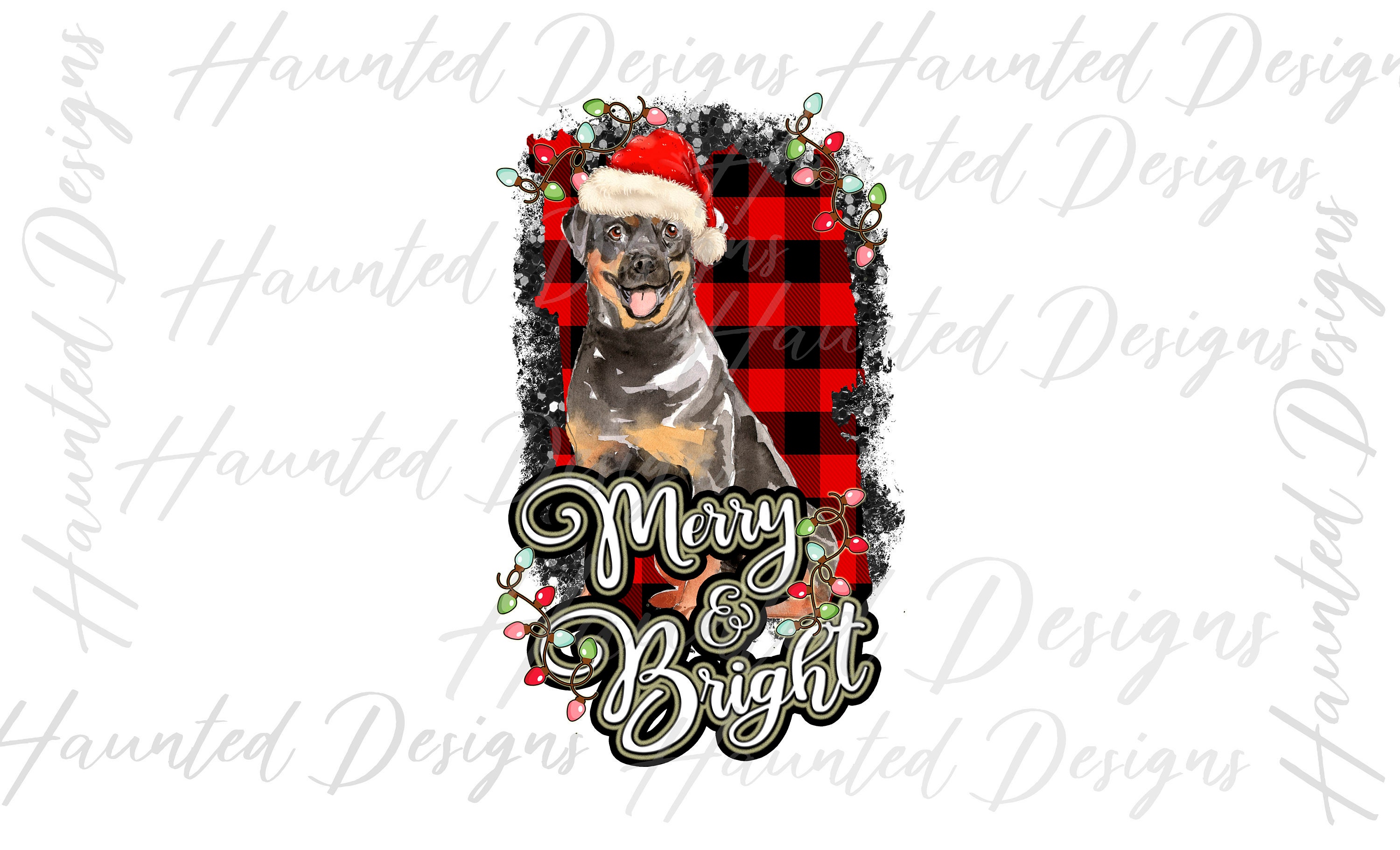 Rottweiler Merry and Bright Christmas Sublimation Design PNG - Etsy
