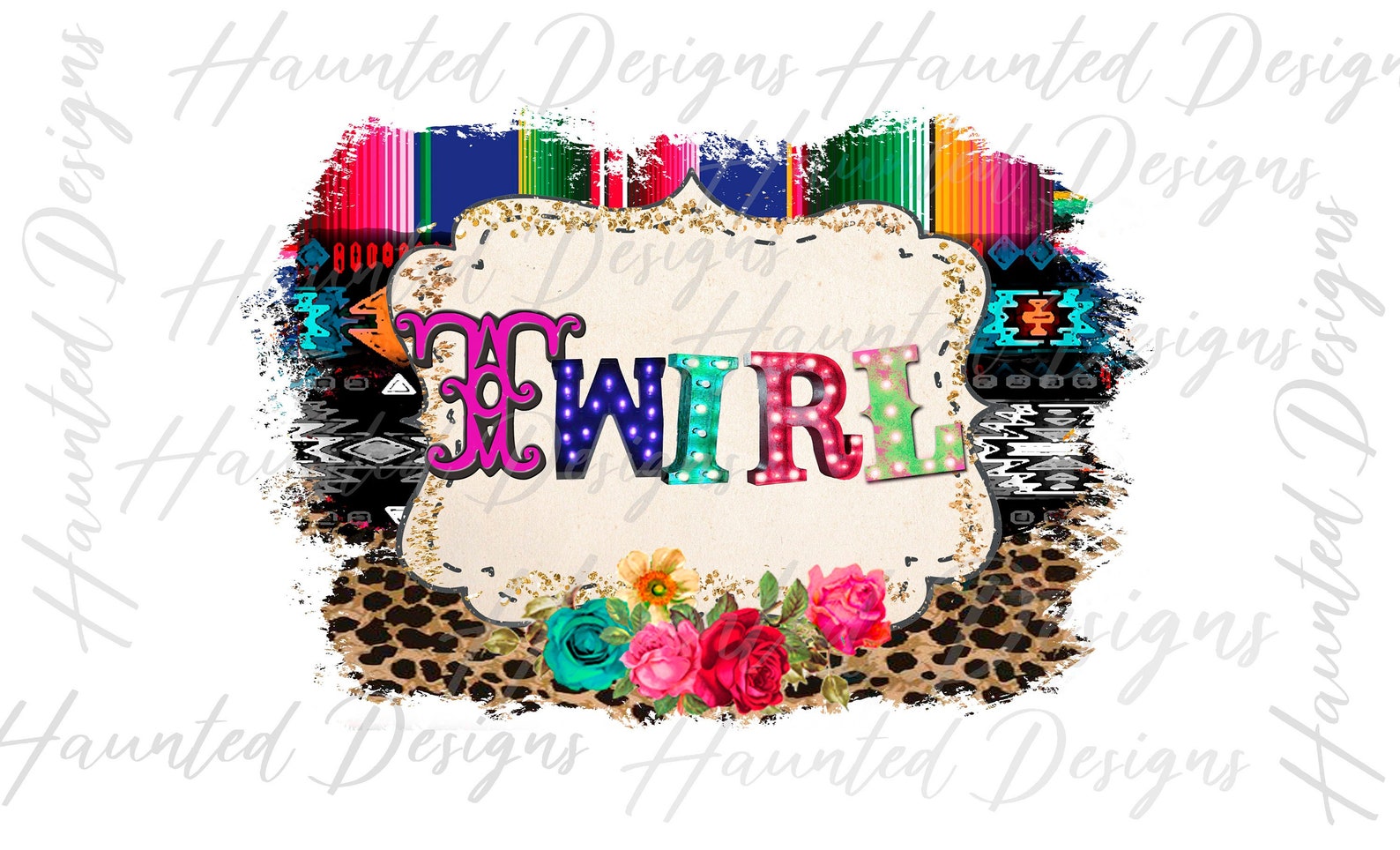 Twirl Serape Leopard Logo School Design Instant Digital | Etsy