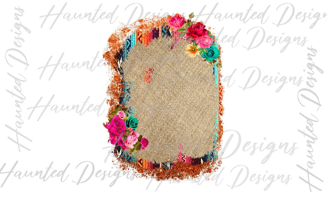 Logo Frame Background Watercolor Serape Glitter Sublimation Design PNG ...