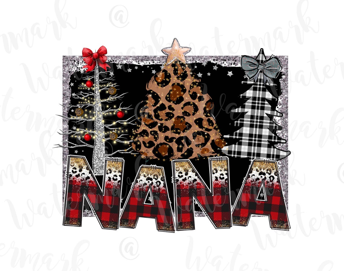 Christmas Nana Tree Cheetah Sublimation Design PNG Clipart - Etsy