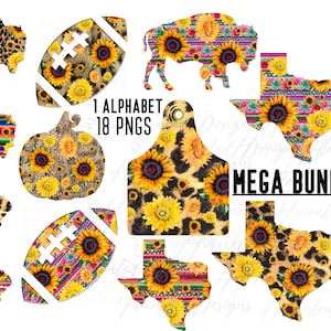 HUGE Clip Art Design Bundle Sunflower Leopard Serape Marquee Alphabet ...