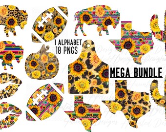 HUGE Clip Art Design Bundle Rose Leopard Serape Marquee Alphabet Texas ...