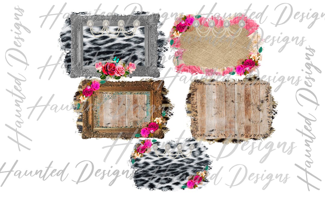 Vintage Shabby Chic Rose Glitter Frame Set Background Bundle ...