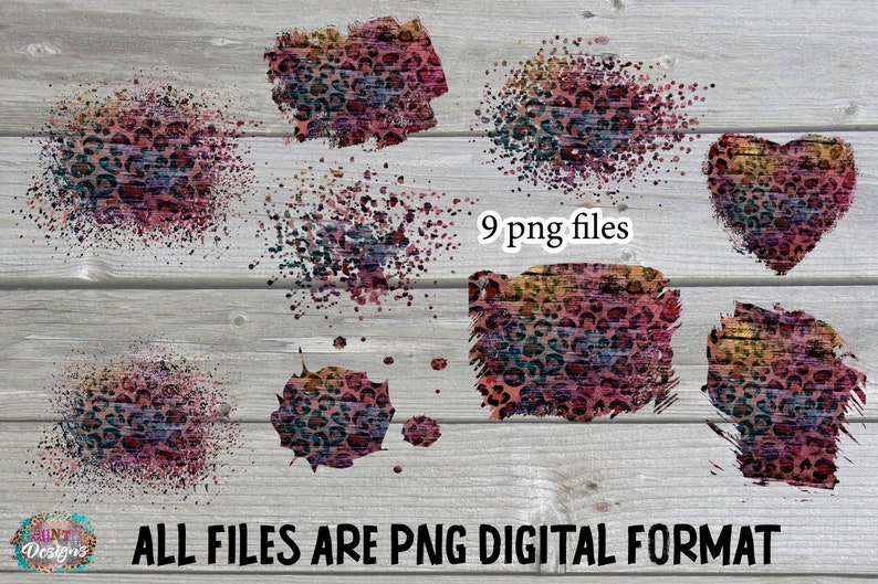 Cheetah Bleach Patch Splat Background Bundle Sublimation Design PNG ...
