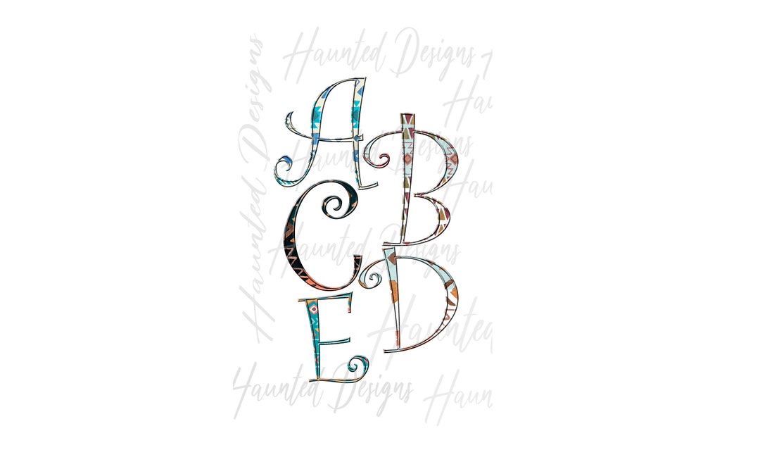 Boho Style Tribal Alphabet Letter A-Z PNG, Sublimation Design, Craft ...