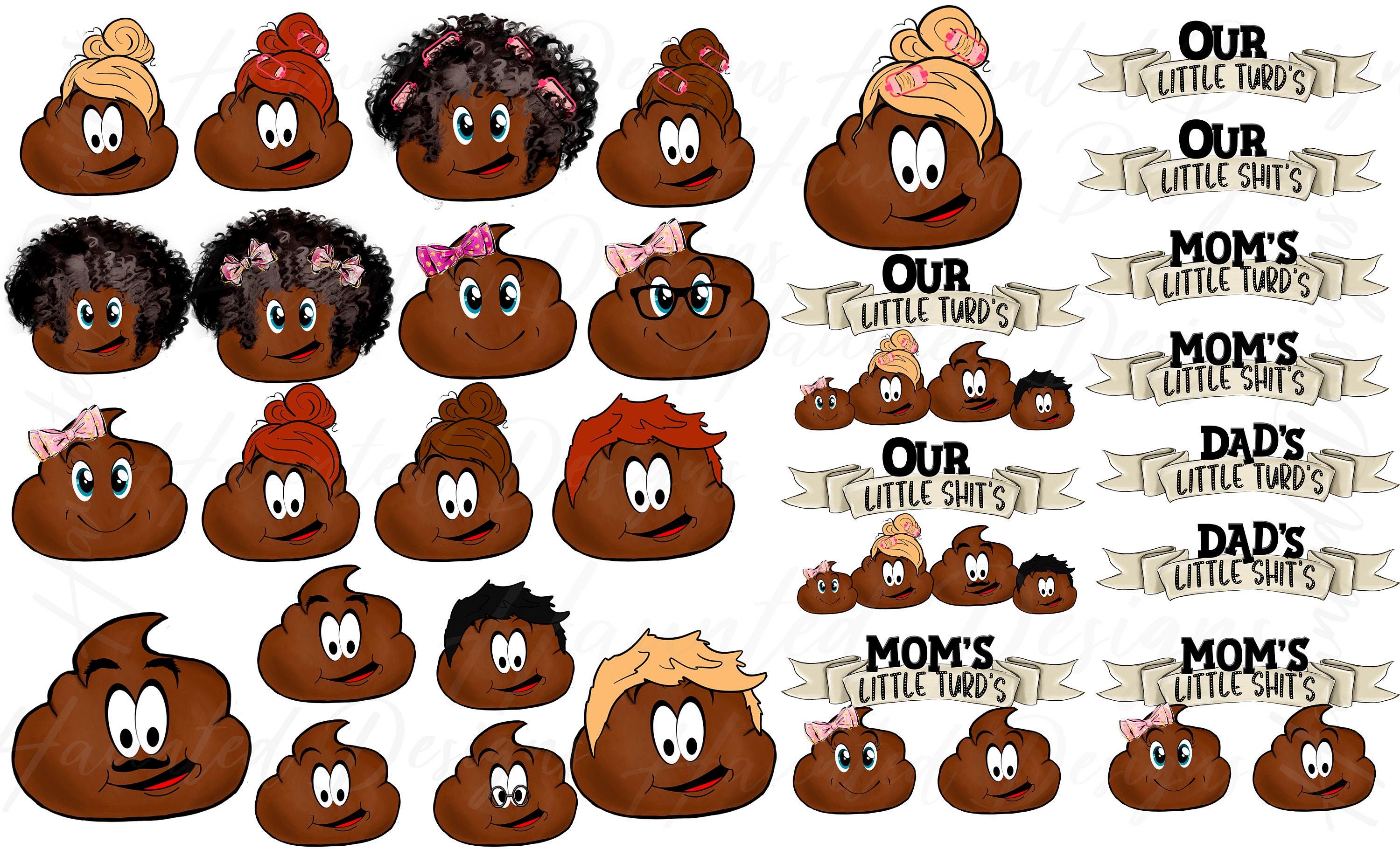 Poop Emoji Family Personalize Hand Drawn Sublimation Design | Etsy