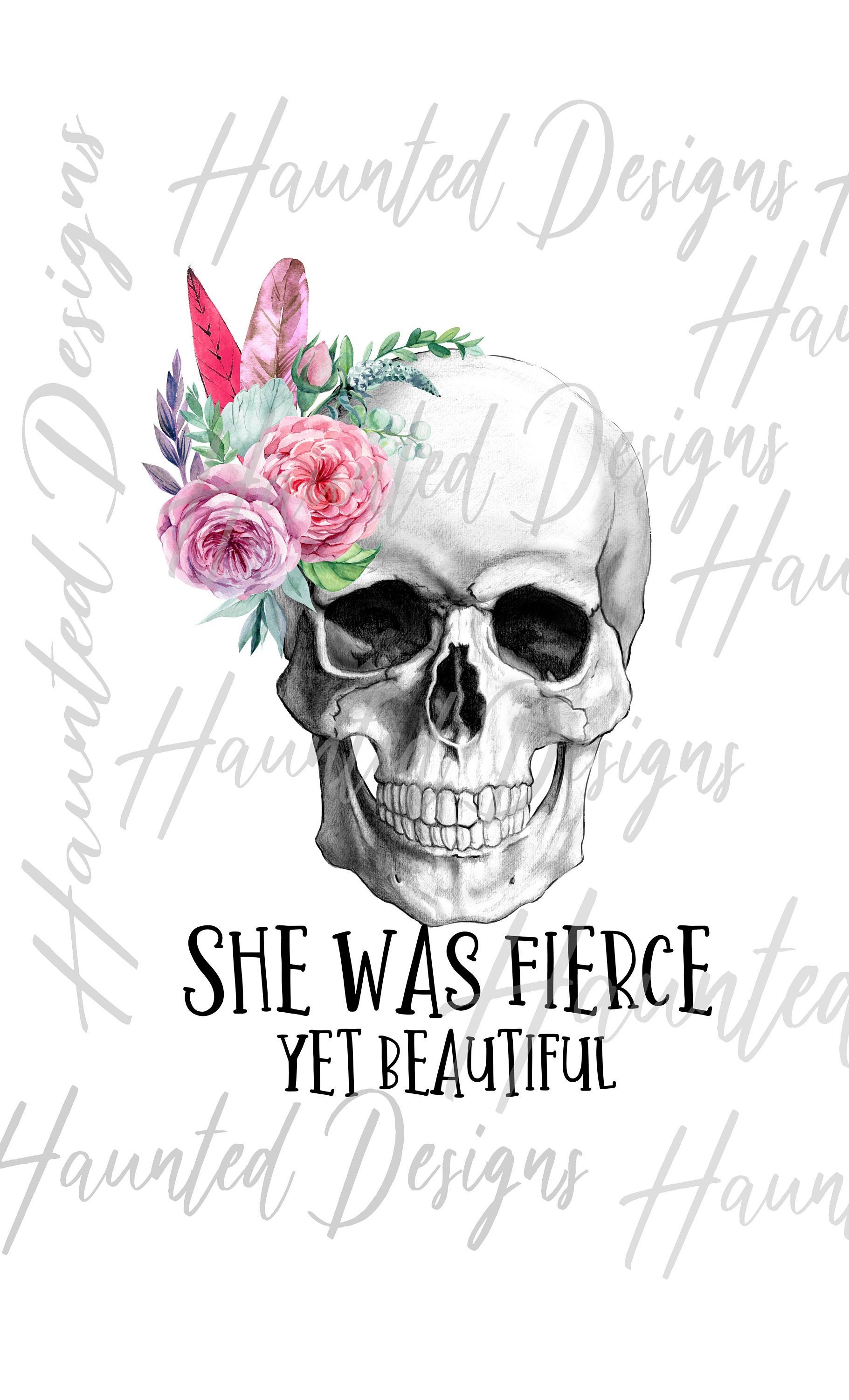 Skull She was Fierce Floral Boho PNG Graphic Clip Art | Etsy