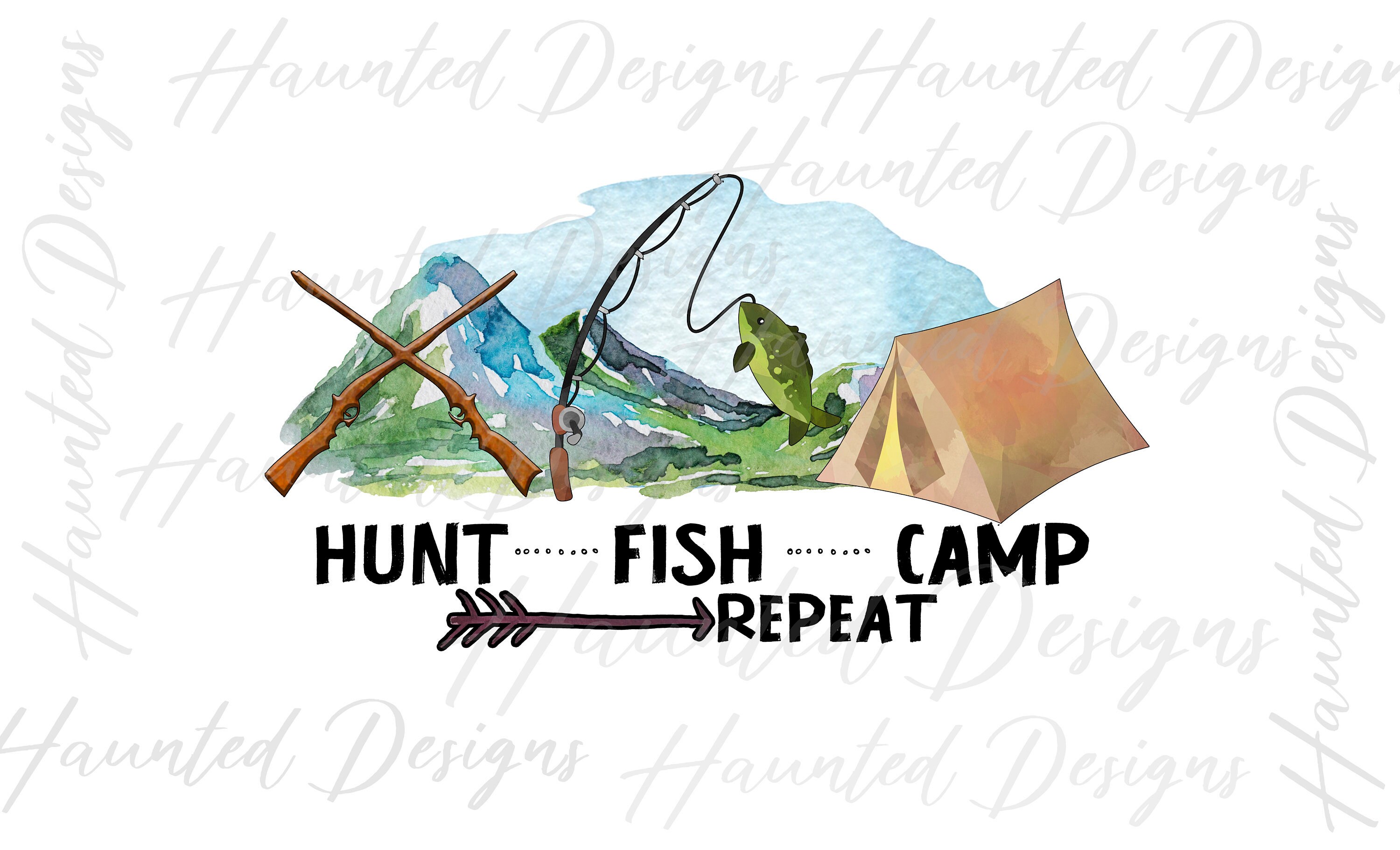 Hunt Fish Camp Repeat Outdoors Nature PNG Graphic Clip Art | Etsy