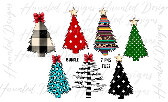 Prints Christmas Tree Patterned Letters BUNDLE PNG Printable Digital ...