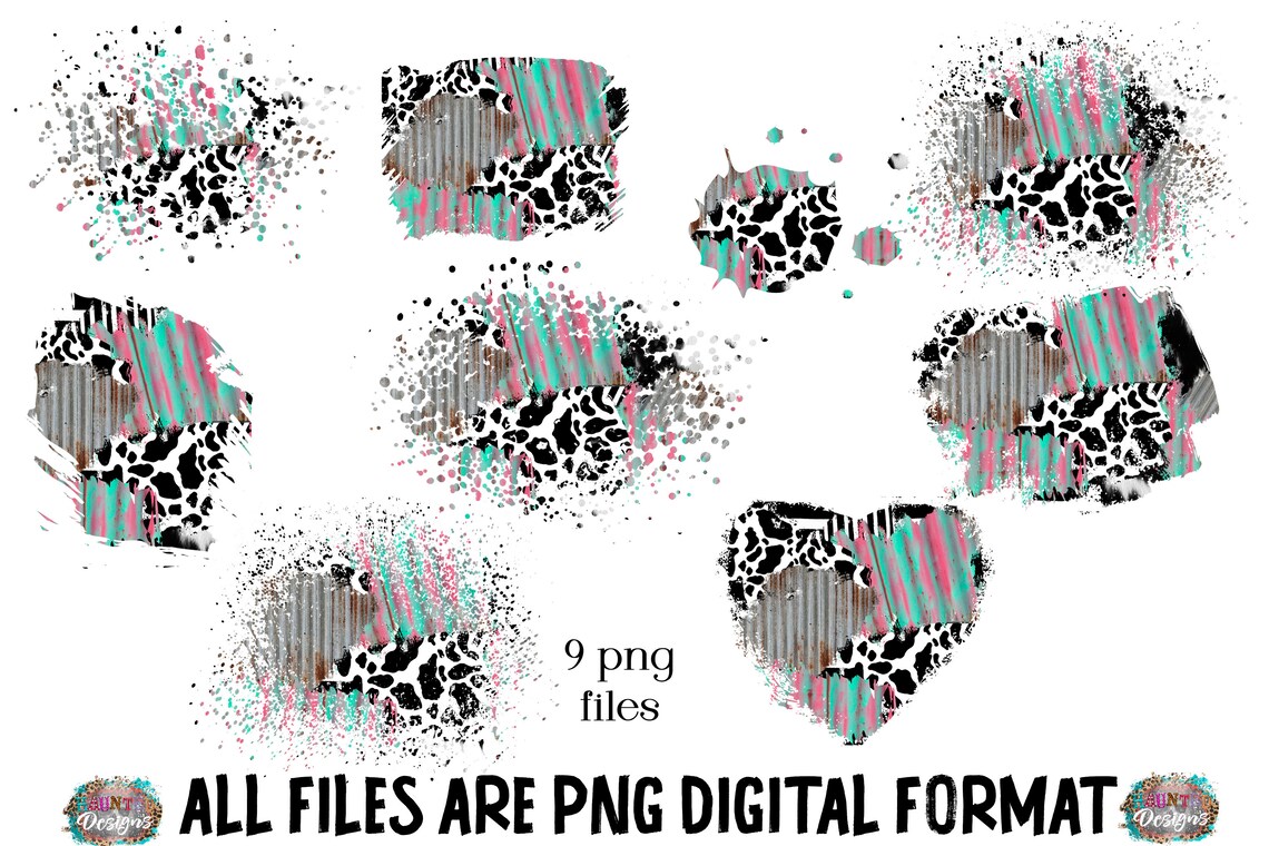 Cow Print Bleach Patch Splat Background Bundle Sublimation - Etsy
