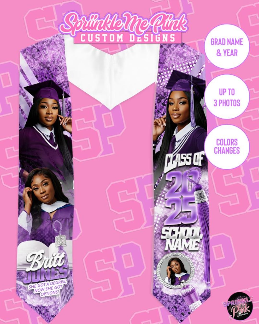 Graduation Stole| Custom Graduation Stole| Graduation Sash| Photo Sash ...