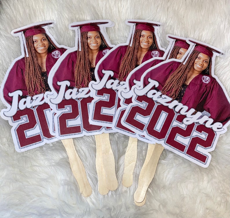 Custom Hand-held Graduation Fans Graduation Fans Gradfans Head on a ...