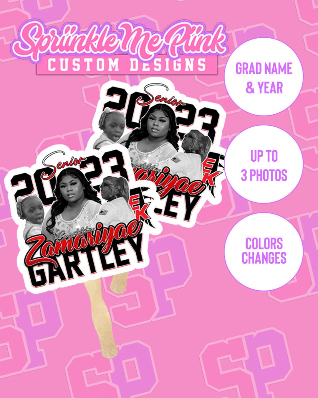 Custom Hand-held Graduation Fans Graduation Fans Gradfans Head on a ...