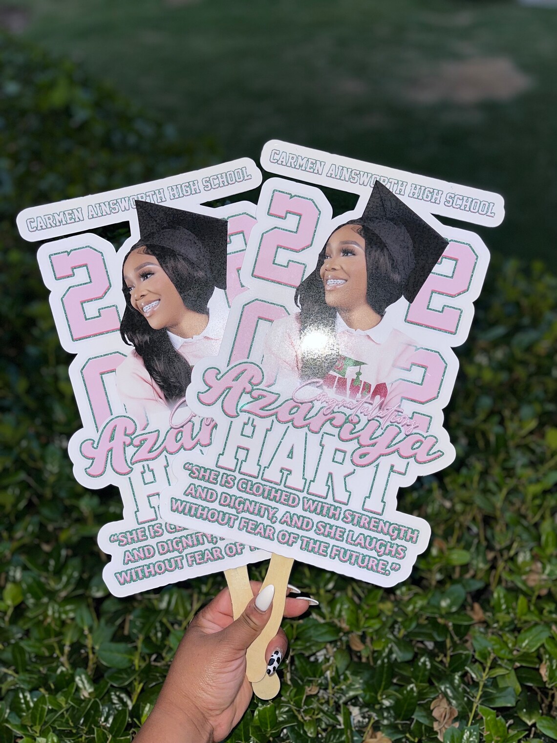 Custom Hand-held Graduation Fans Graduation Fans Gradfans Head on a ...