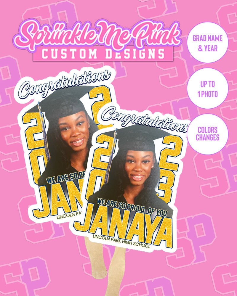 Custom Hand-held Graduation Fans | Graduation Fans| Gradfans| Head on a ...